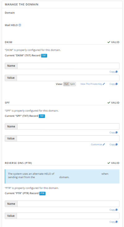 Configure SPF, DKIM and PTR in cPanel - TSC - Telephone Service Company